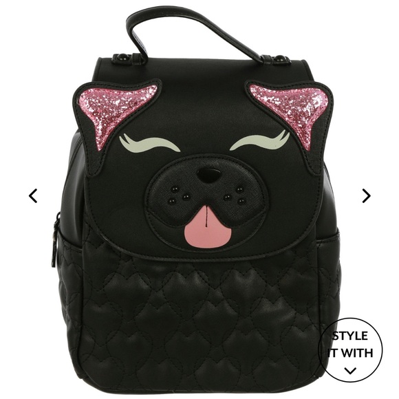 Betsey Johnson | Bags | Betsey Johnson Black And Pink Dog Backpack ...